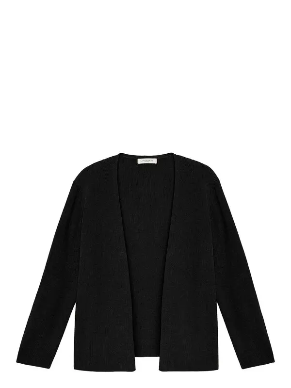 Lafayette 148 New York Fine Voile Open Front Cropped Cardigan - Black