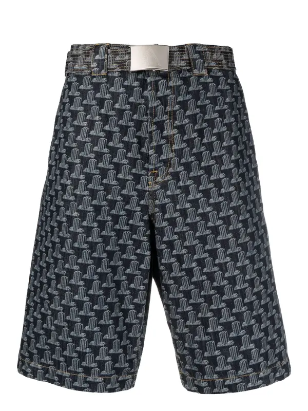 LANVIN Geometric-print Bermuda Shorts - Blue
