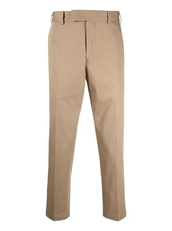 PT TORINO Cropped Tapered Chinos - Brown