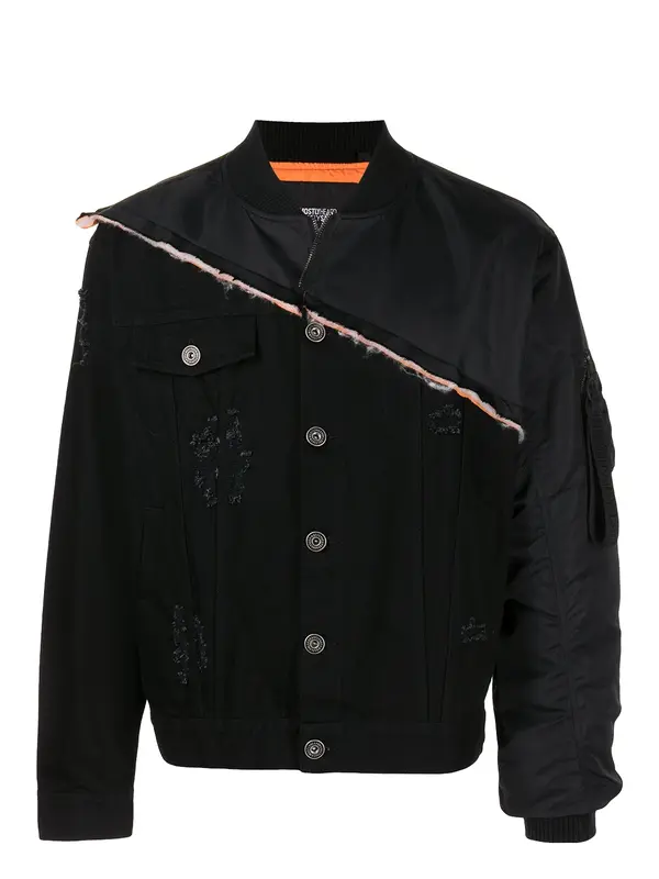 MOSTLY HEARD RARELY SEEN Patchwork Panelled Denim Jacket - Black