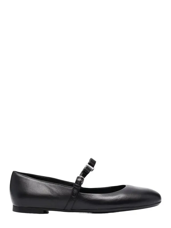 FERRAGAMO Lizz Leather Ballerina Shoes - Black