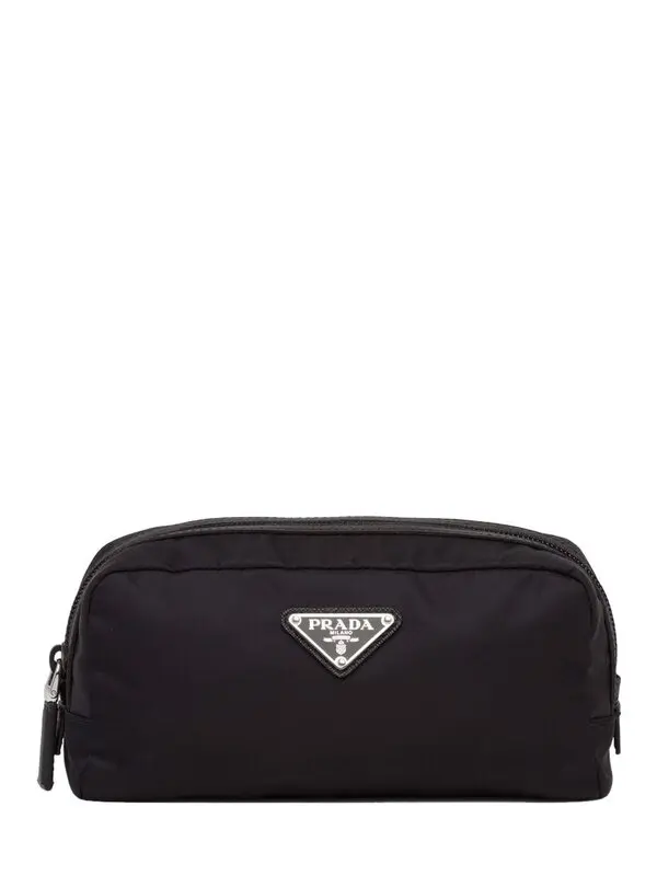 Prada Logo Plaque Wash Bag - Black