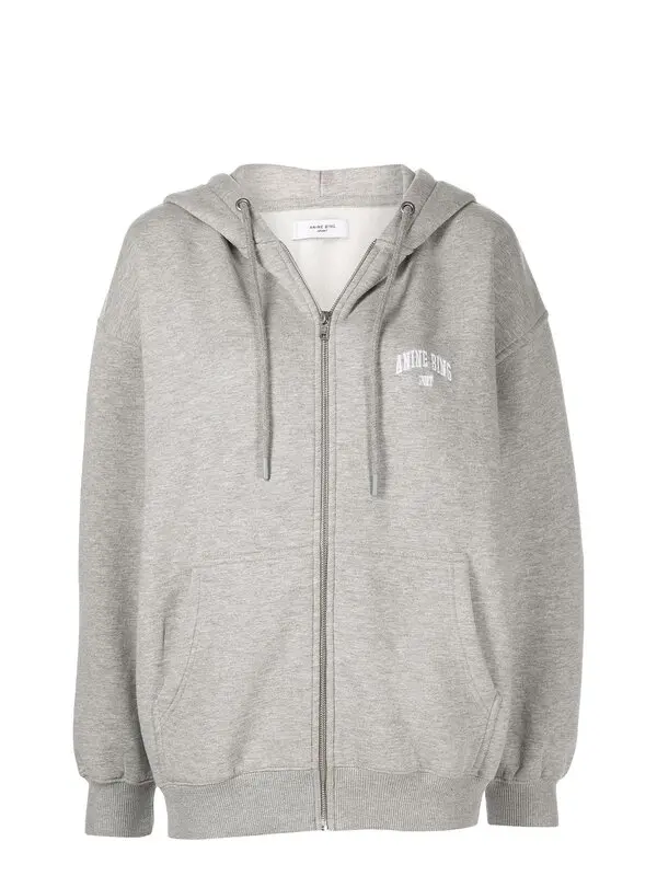 ANINE BING Zane Oversize Zip Hoodie - Grey