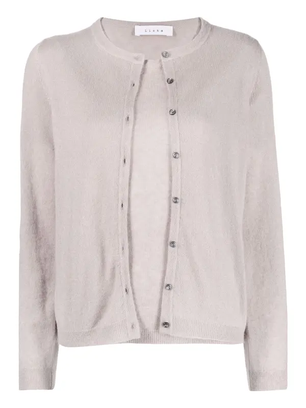 LISKA Double-layer Merino-cashmere Cardigan - Neutrals