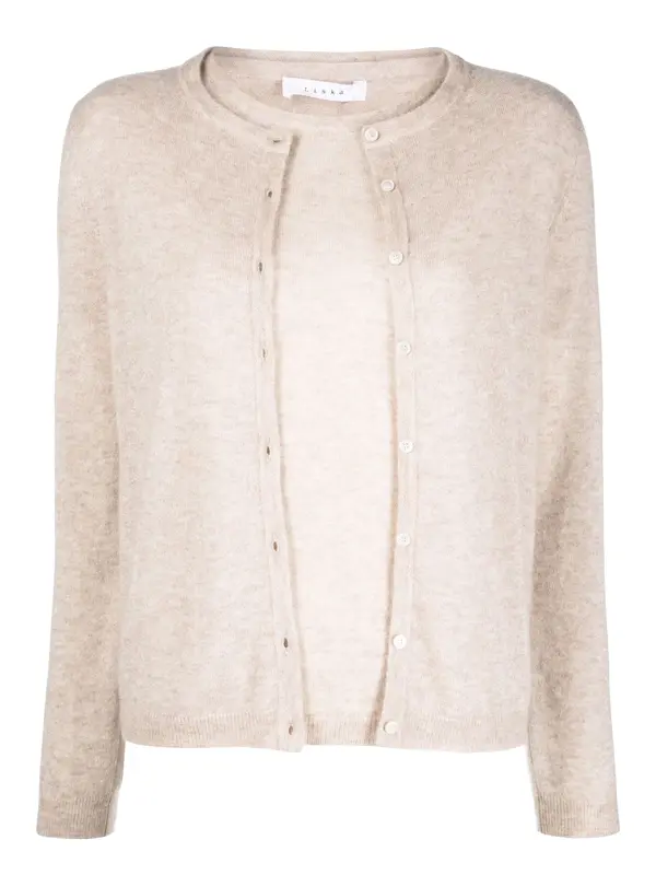 LISKA Double-layer Merino-cashmere Cardigan - Neutrals