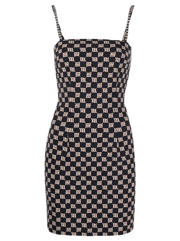 MISBHV Monogram Fitted Dress - Black