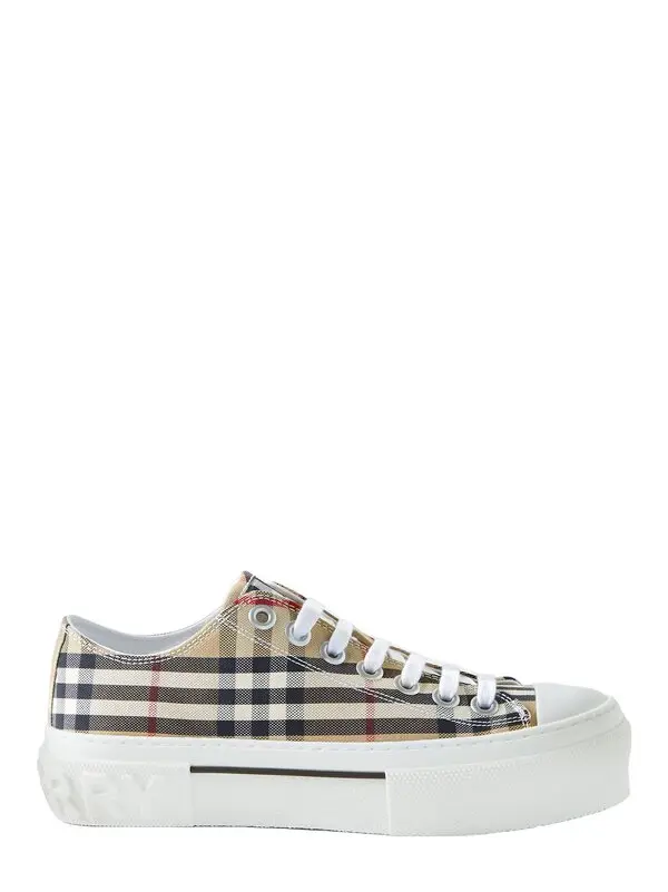 Burberry Checked Canvas Sneakers - Neutrals