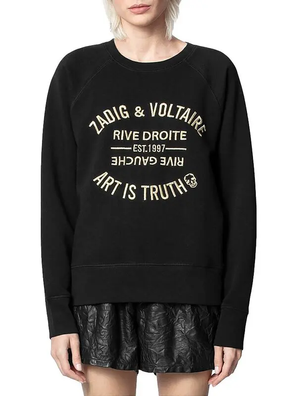 Zadig&Voltaire Message Print Cotton Sweatshirt - Noir