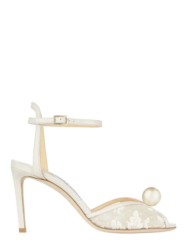 JIMMY CHOO Sacora 85 Lace Sandals - Neutral