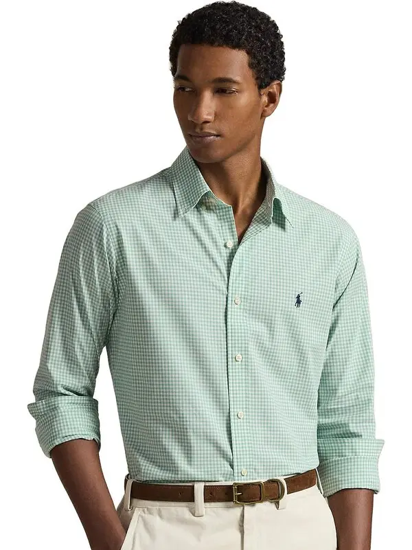 Ralph Lauren Classic Fit Gingham Stretch Poplin Shirt - Essex Green White
