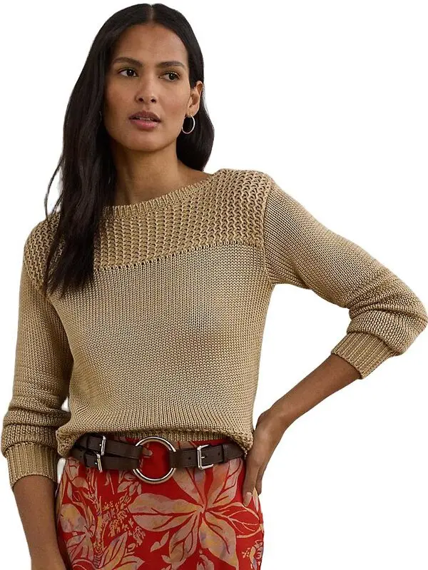 Ralph Lauren Cotton-blend Boatneck Sweater - Birch Tan