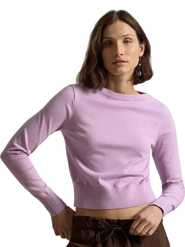 Ralph Lauren Cotton-blend Boatneck Sweater - Soft Lilac