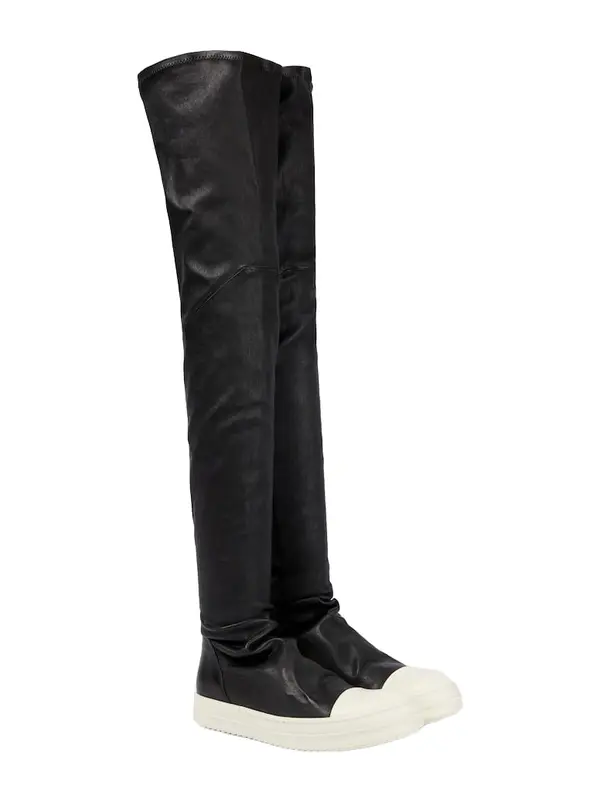 Rick Owens Stocking Over-the-knee Leather Boots - Black