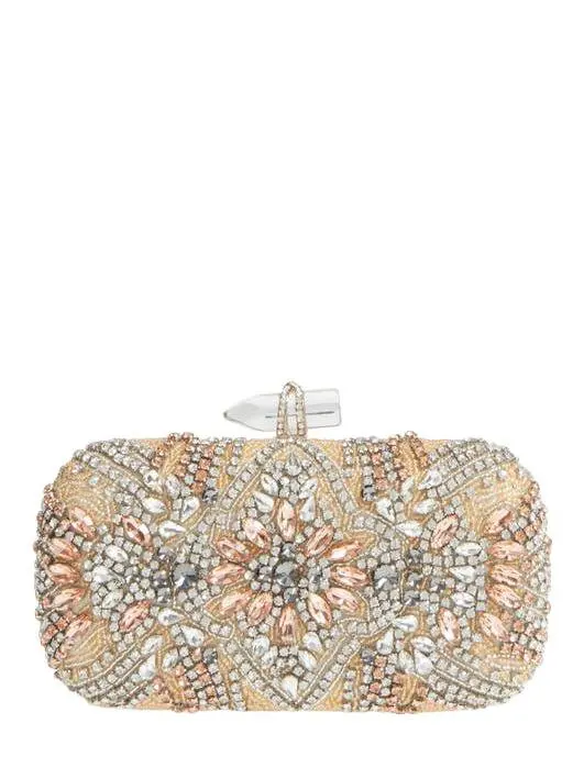 Nina Gelsey Crystal Embellished Minaudière - Gold Multi