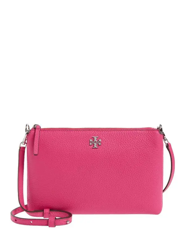 Tory Burch Mercer Pebbled Zip Crossbody Bag - Bright Pink