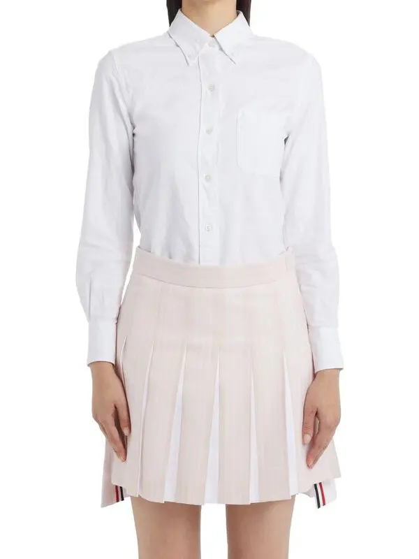 Thom Browne Classic Point Collar Long Sleeve Blouse - White