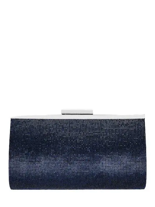 Nina Crystal Frame Clutch - Navy