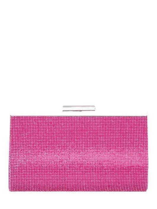 Nina Crystal Frame Clutch - Ultra Pink
