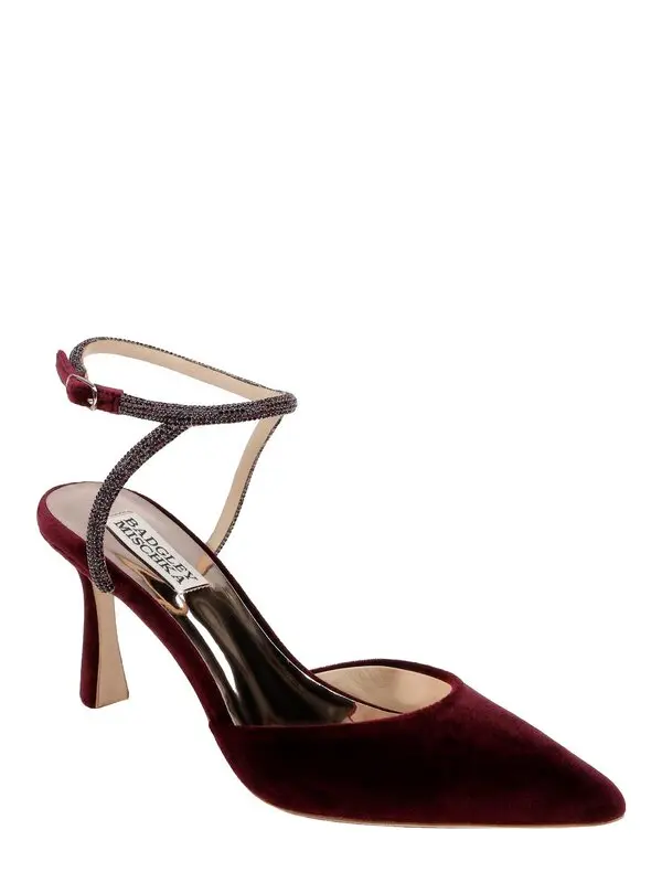 Badgley Mischka Kamilah Ankle Strap Pump - Wine Velvet