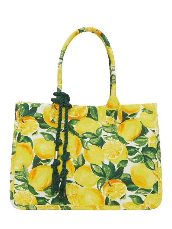 Vince Camuto Orla Canvas Tote - Medium Yellow Lemons