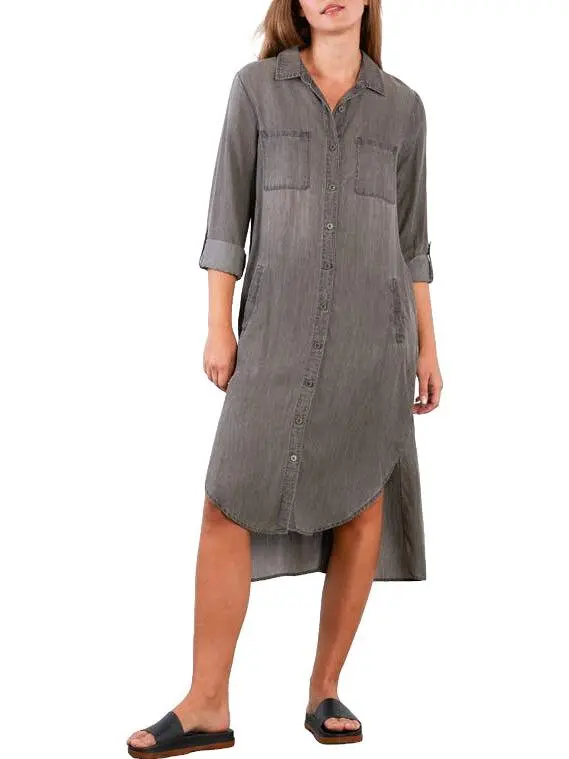 WASH LAB DENIM Chill Out Shirt Dress - Grey Puff