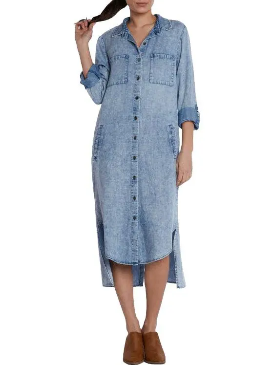 WASH LAB DENIM Chill Out Shirt Dress - Misty Blue