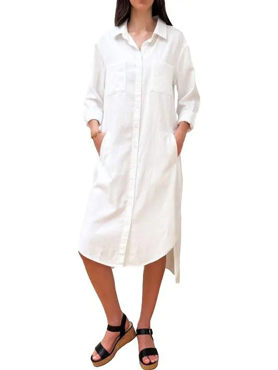 WASH LAB DENIM Chill Out Shirt Dress - Stone White