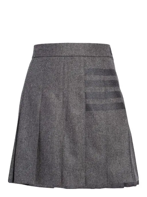 Thom Browne 4-bar Pleat Wool Miniskirt - Med Grey