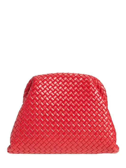 Bottega Veneta The Pouch Intrecciato Leather Clutch - Scarlet-gold