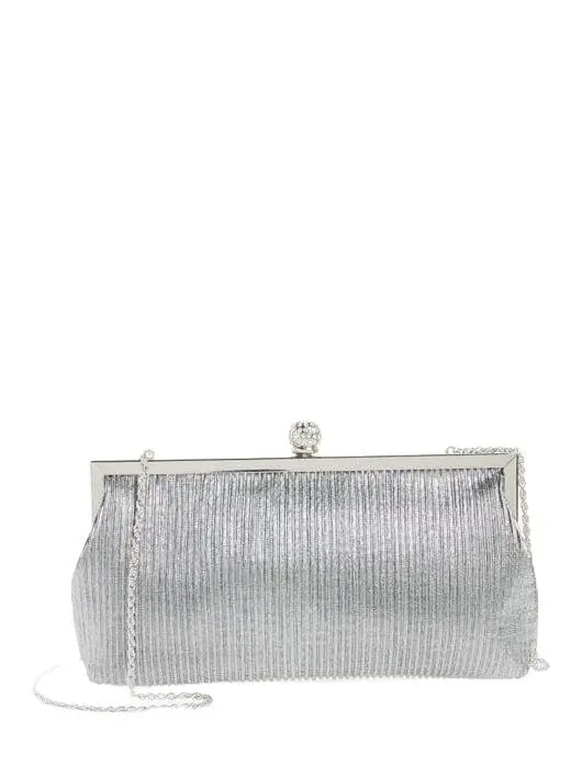 Nina Aneka Pleated Shine Clutch - Steel