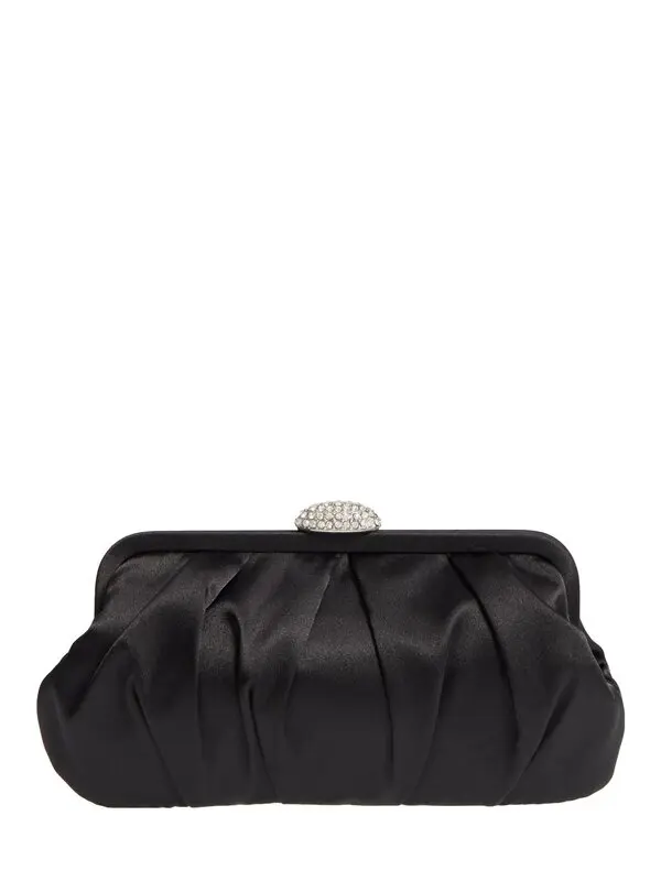 Nina Concord Pleated Satin Frame Clutch - Black
