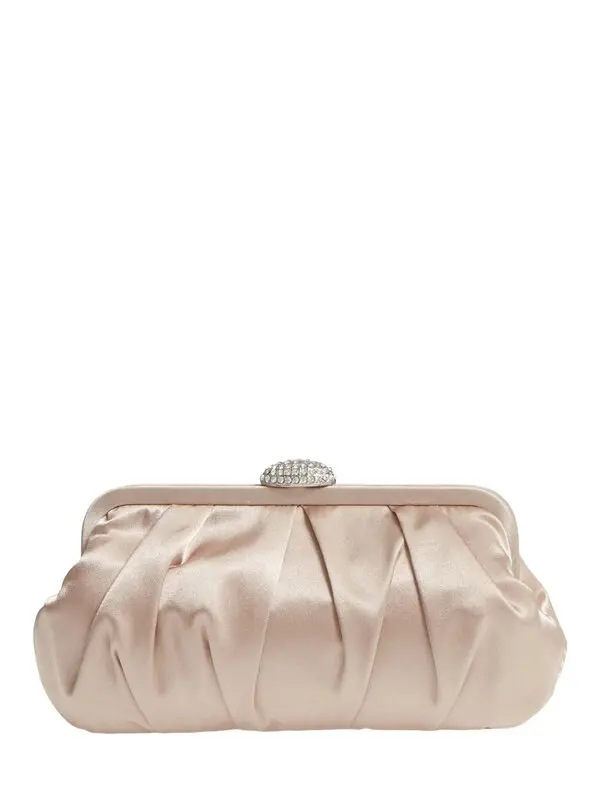 Nina Concord Pleated Satin Frame Clutch - Champagne Satin