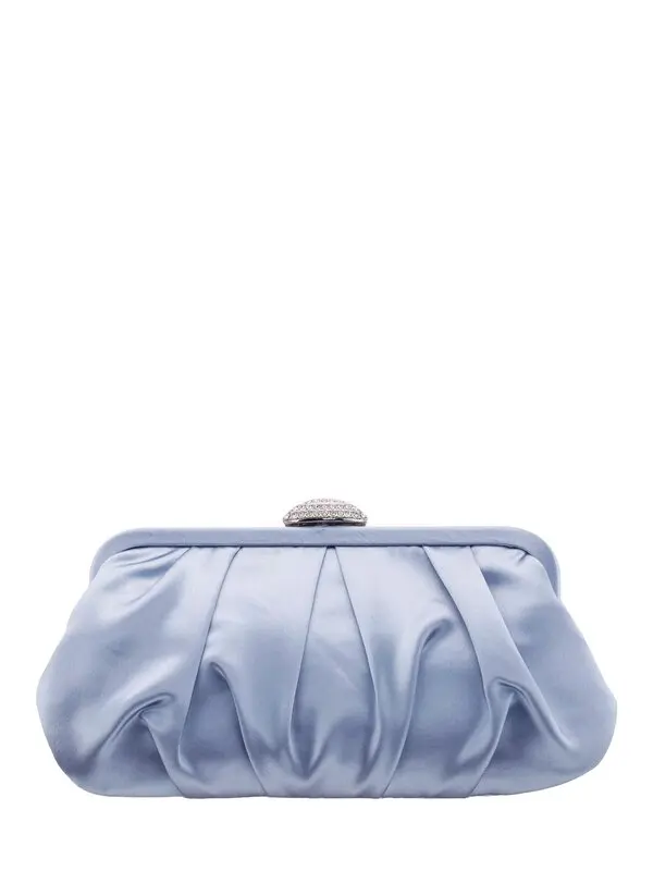 Nina Concord Pleated Satin Frame Clutch - Icy Blue