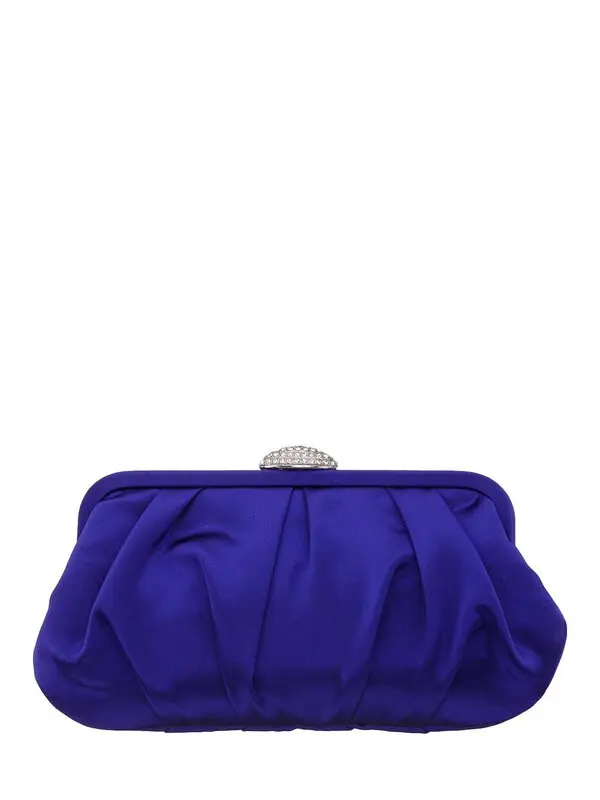 Nina Concord Pleated Satin Frame Clutch - Midnight Plum