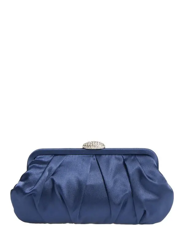 Nina Concord Pleated Satin Frame Clutch - Navy
