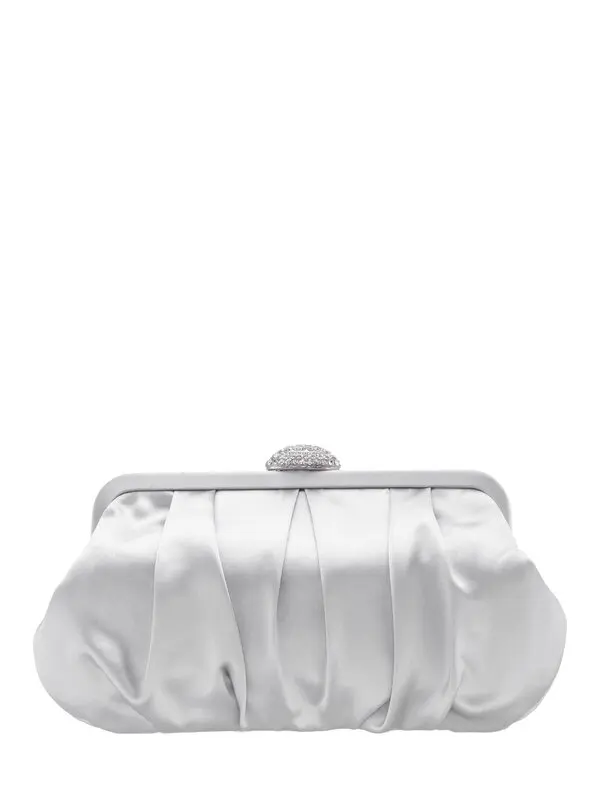 Nina Concord Pleated Satin Frame Clutch - New Silver