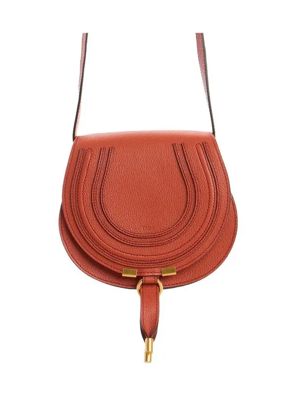 Chloé Small Marcie Leather Crossbody Bag - Crimson Orange