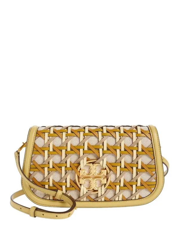 Tory Burch Miller Basketweave Leather Convertible Clutch - Cornbread