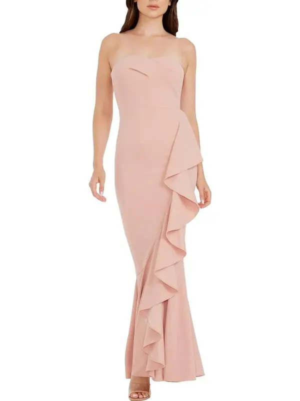 Dress The Population Paris Ruffle Strapless Mermaid Gown - Blush