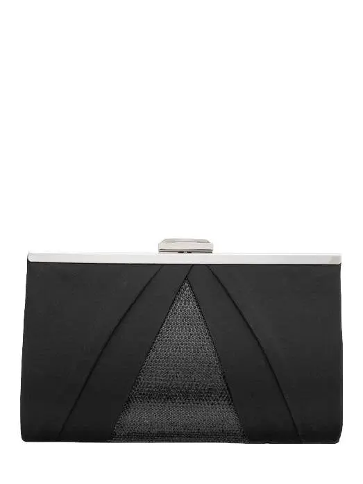Nina Ophelia Frame Clutch - Black