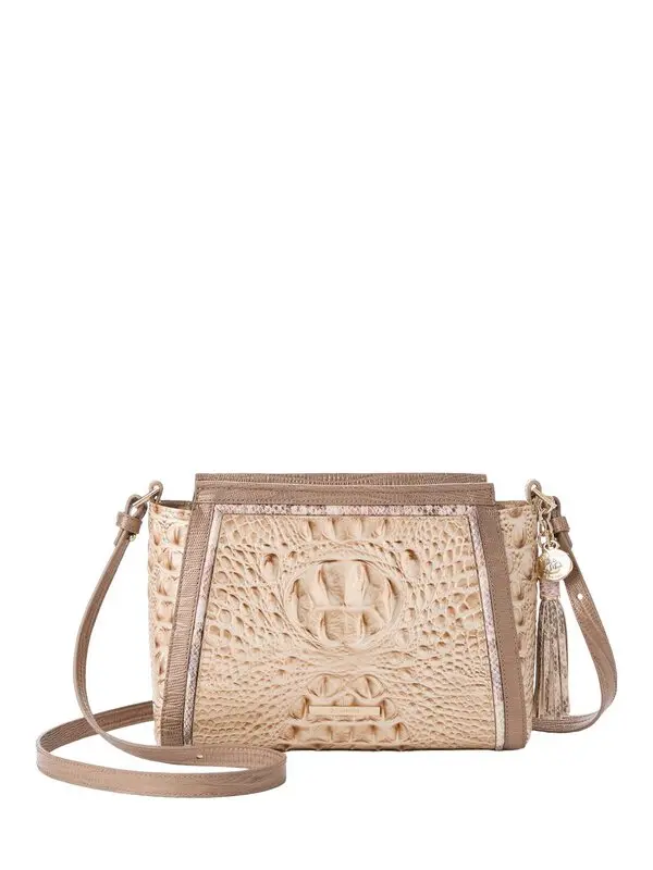 Brahmin Hillary Croc Embossed Leather Crossbody Bag - Beige Multi