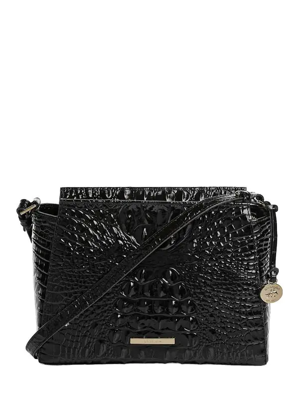 Brahmin Hillary Croc Embossed Leather Crossbody Bag - Black