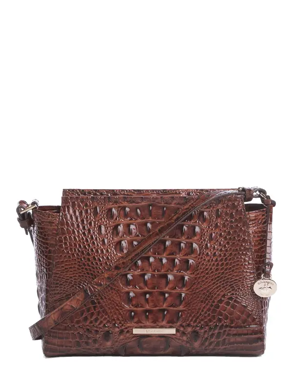 Brahmin Hillary Croc Embossed Leather Crossbody Bag - Pecan
