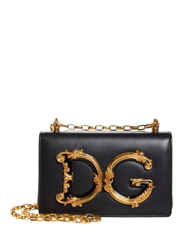 Dolce & Gabbana Logo Leather Crossbody Bag - Black