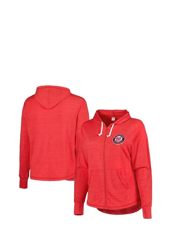 SOFT AS A GRAPE Washington Nationals Full-zip Lightweight Hoodie Top - Red