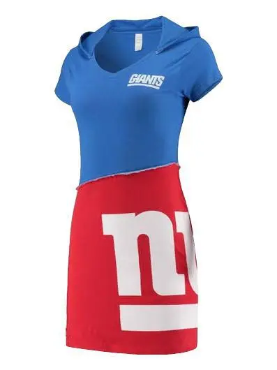 REFRIED APPAREL Red New York Giants Hooded Mini Dress - Royal