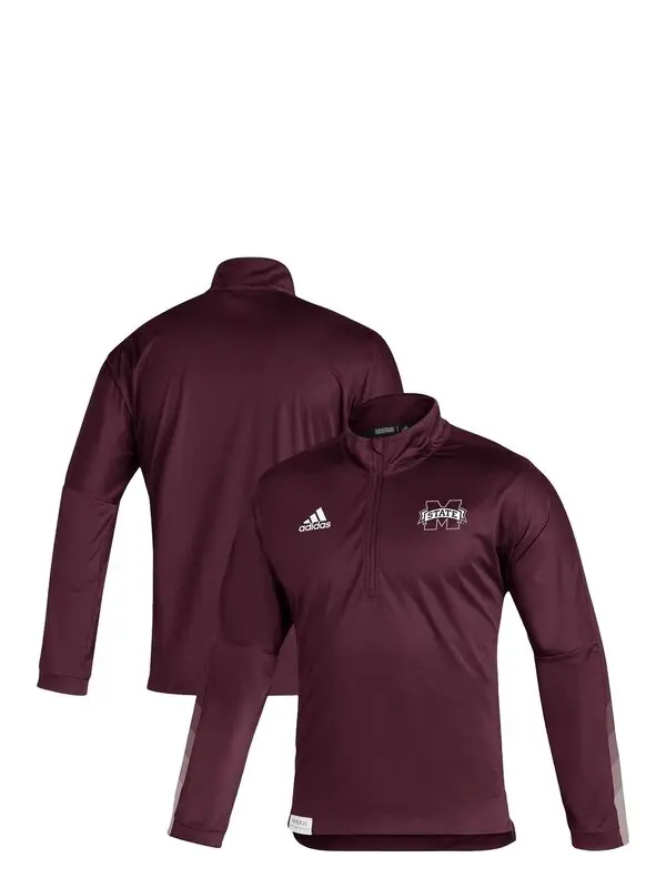 Adidas Mississippi State Bulldogs 2021 Sideline Primeblue Quarter-zip Jacket - Maroon