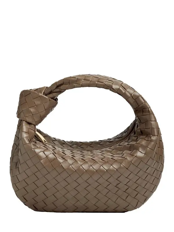 Bottega Veneta Teen Jodie Intrecciato Hobo - 2560 Taupe Grey-gold