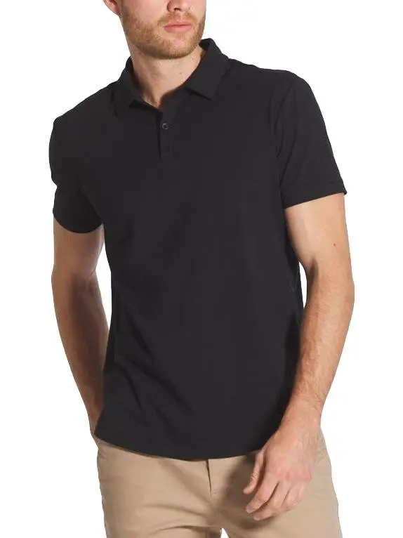 CUTS Trim Fit Cotton Blend Polo - Black