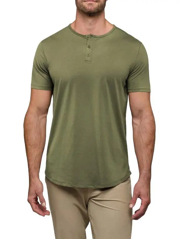 CUTS Ao Curved Hem Short Sleeve Henley - Capers
